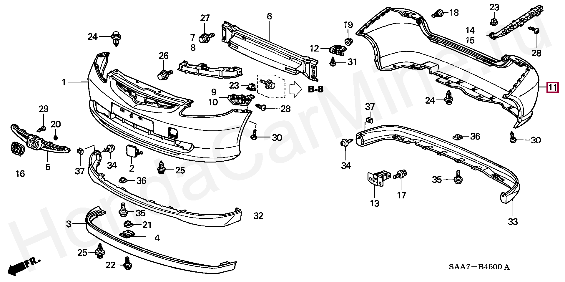 Бампер задний, 71501SAA000ZB